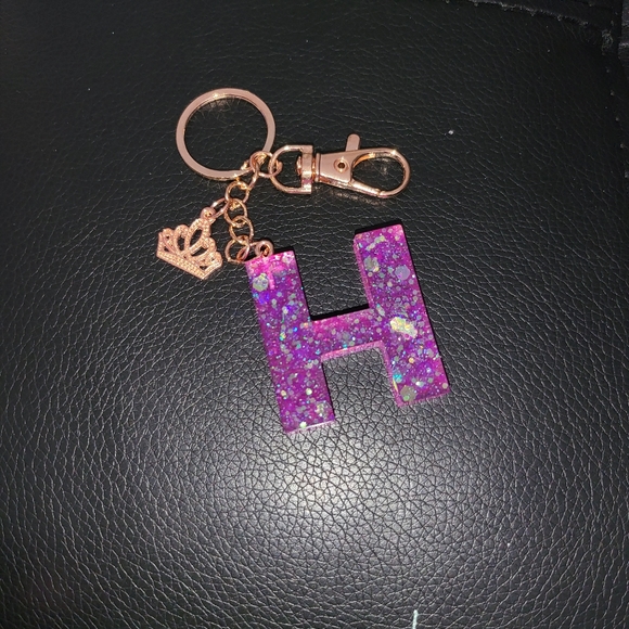 Handmade | Accessories | Holographic Pink Glitter H Keychain | Poshmark